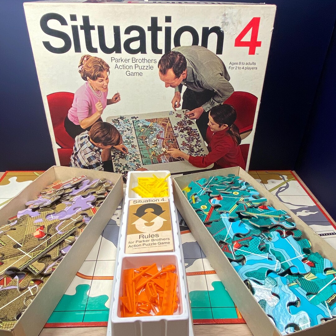 Vintage 1968 Situation 4 Puzzle Board Game - Parker Brothers Family ...