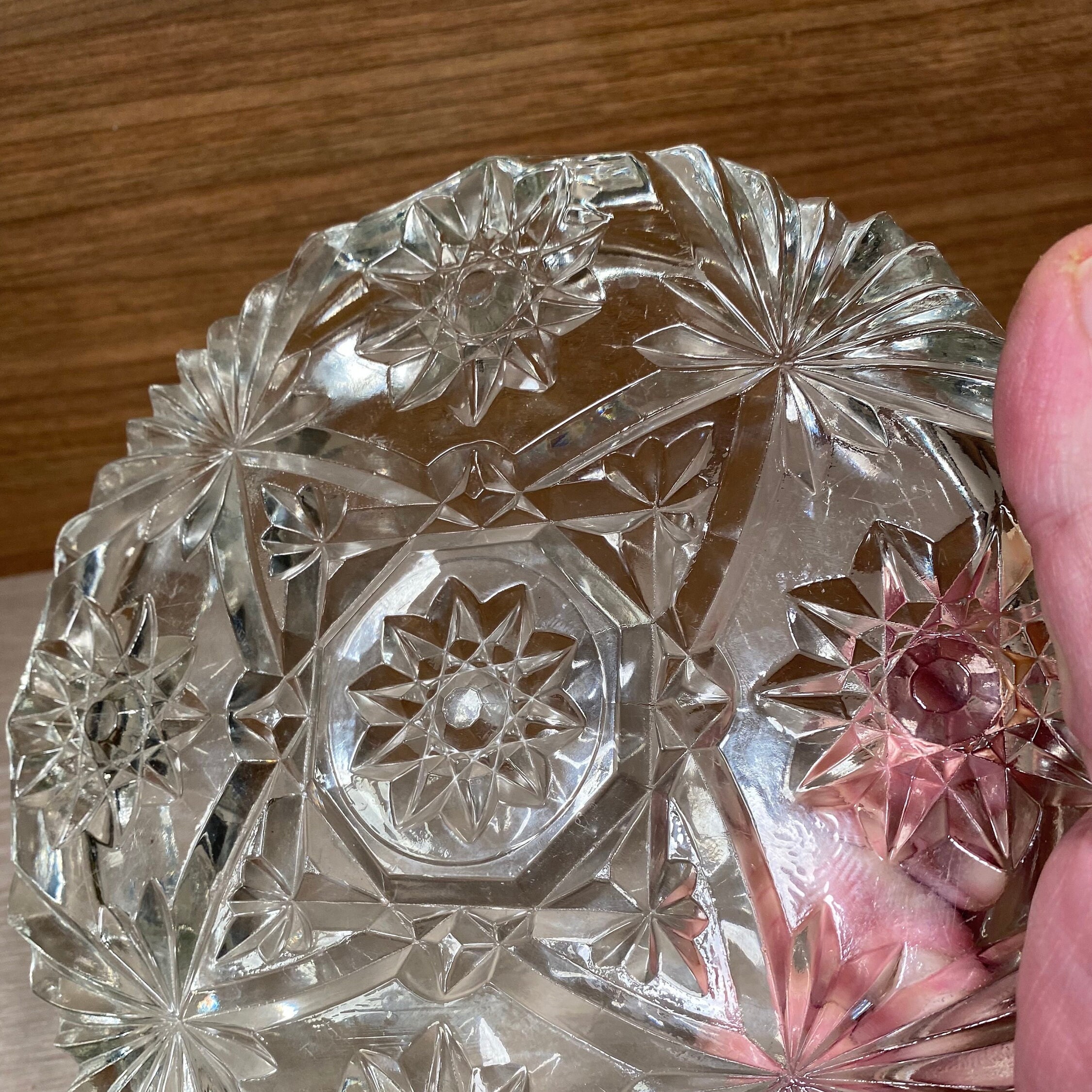Anchor Hocking Star of David Crystal Ashtray | Mid Century Modern Cut ...