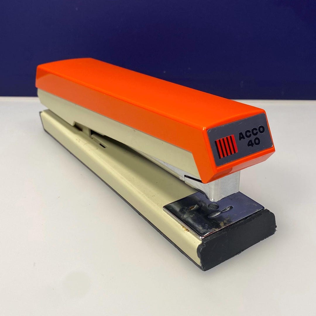 Vintage Stapler Cool Office Equipment Orange Beige & Chrome Mid Century ...