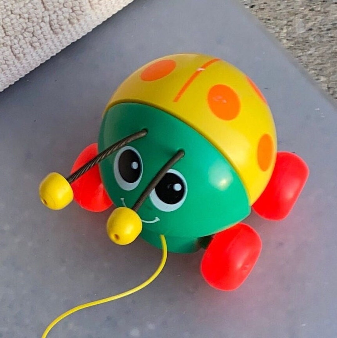 Fisher Price Pull Toy. Ladybug Pull Toy. 80s Vintage Fisher Price Pull ...