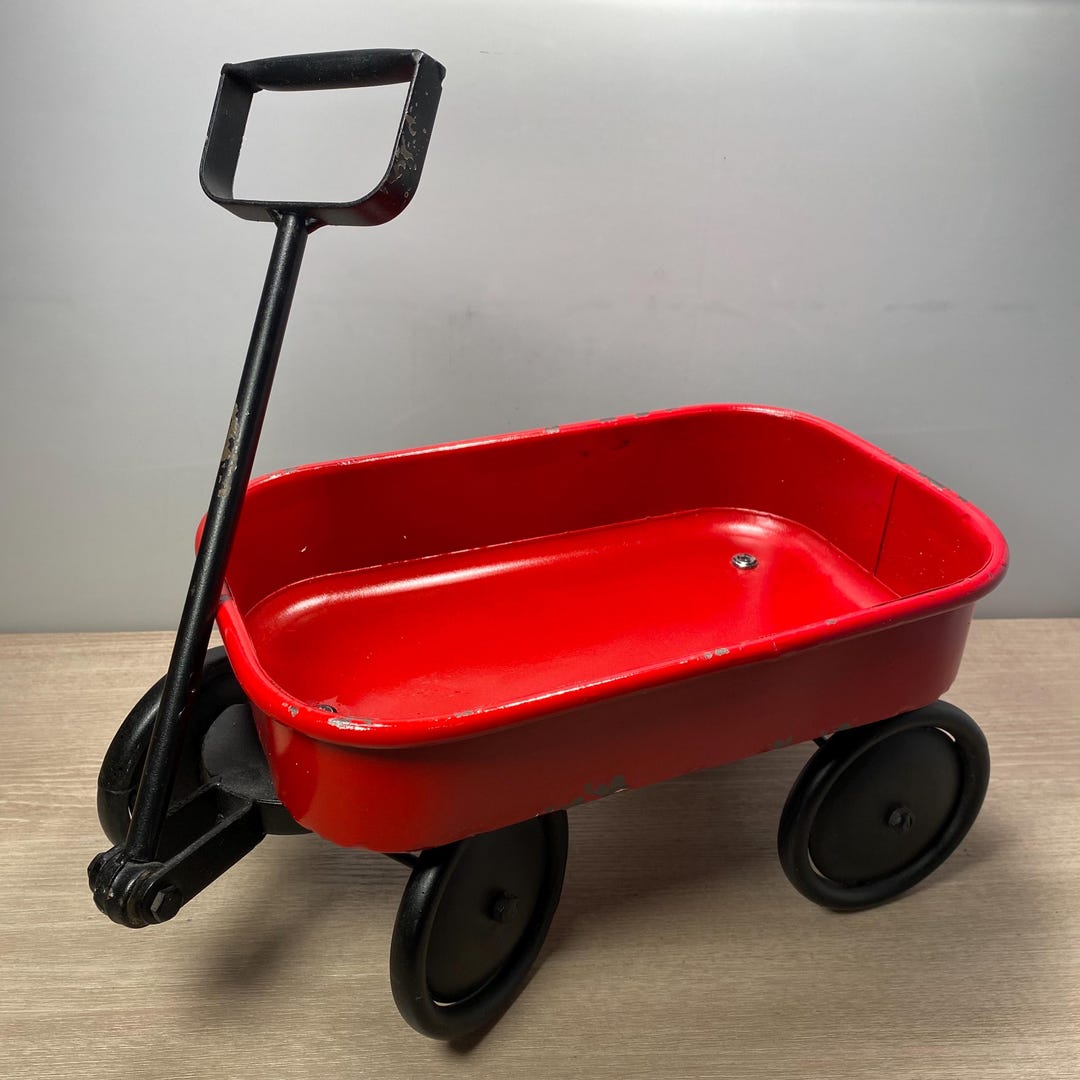 Vintage Red Metal Wagon Rustic Toy Decor Miniature Red Wagon Farmhouse ...