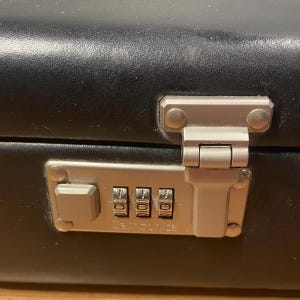 Vintage Black Leather Briefcase With Combo Lock Large Storage Snap Lock ...