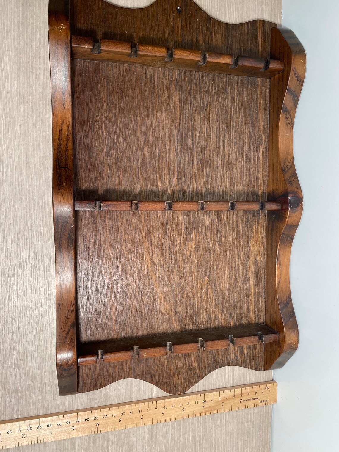 Vintage Wooden Spoon Rack Carved Vintage 3 Tier With 16 Slots Home ...