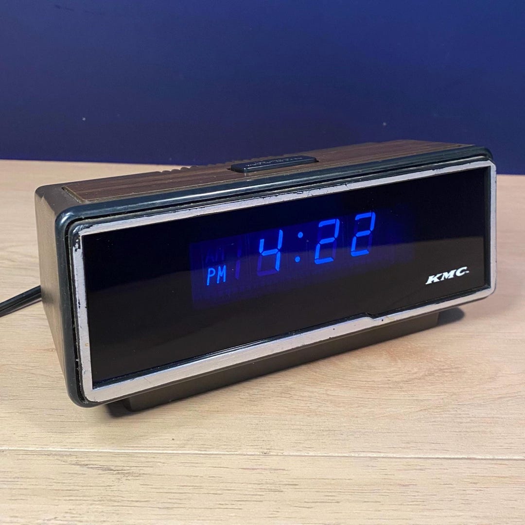 Retro 80s KMC Digital Alarm Clock - Blue VFD Display - Vintage Desk ...