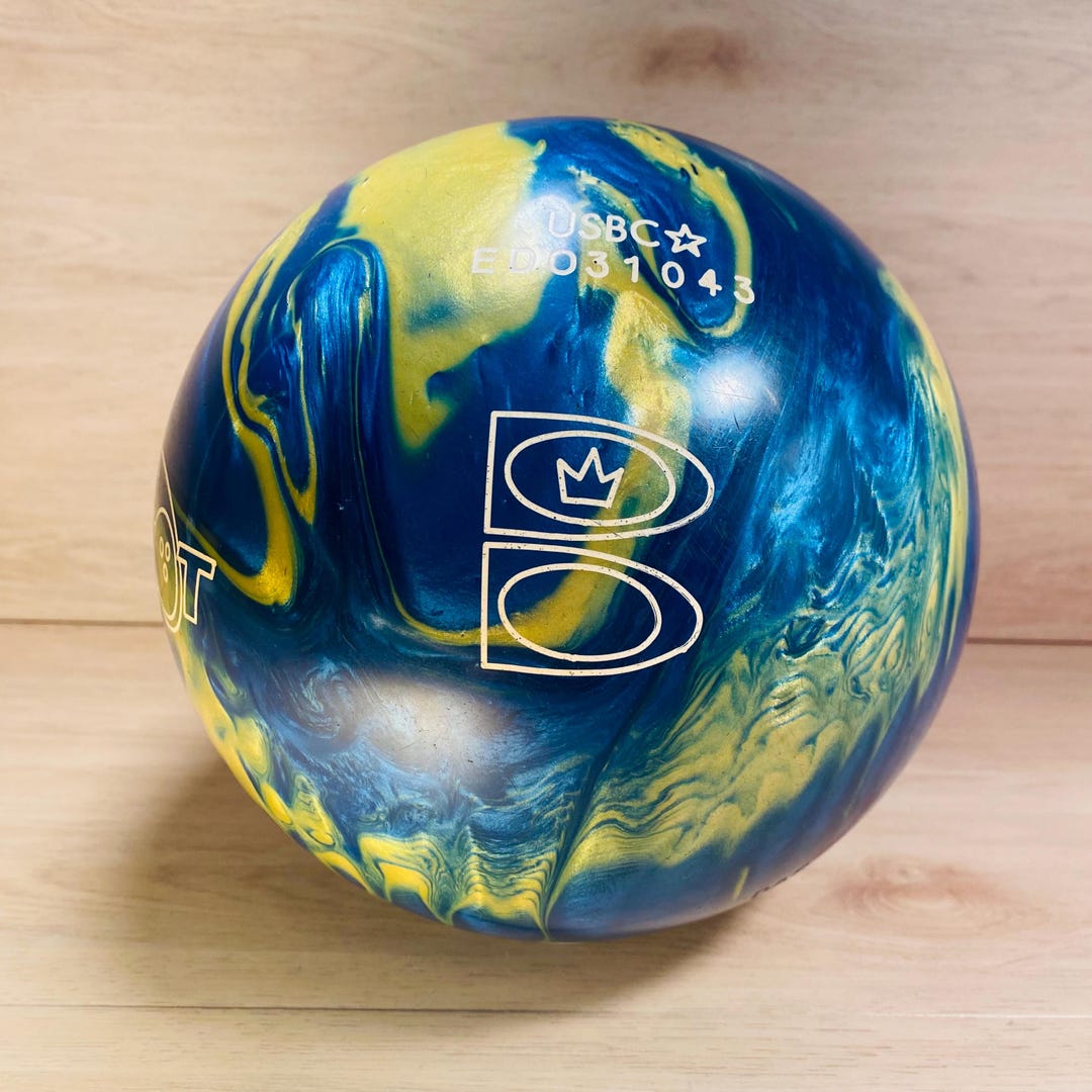 Vintage Brunswick Slingshot Bowling Ball Teal Blue & Lime Yellow Swirl ...