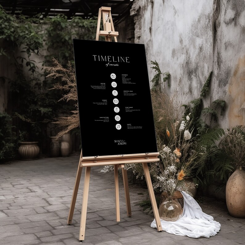 Modern Wedding Timeline Sign Template, Wedding Order of Events ...