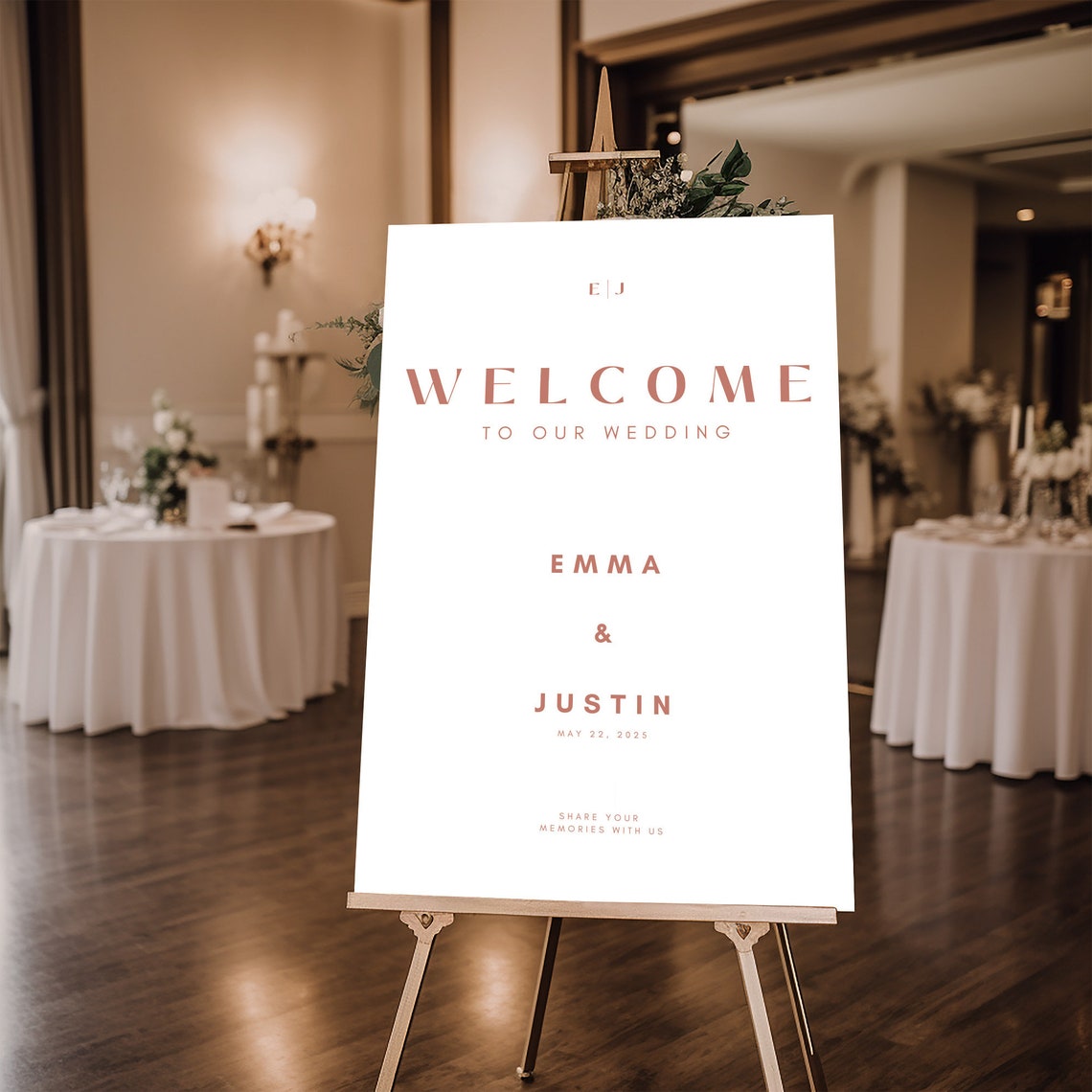 Modern Wedding Welcome Sign Template, Minimalist Elegant Welcome Sign ...