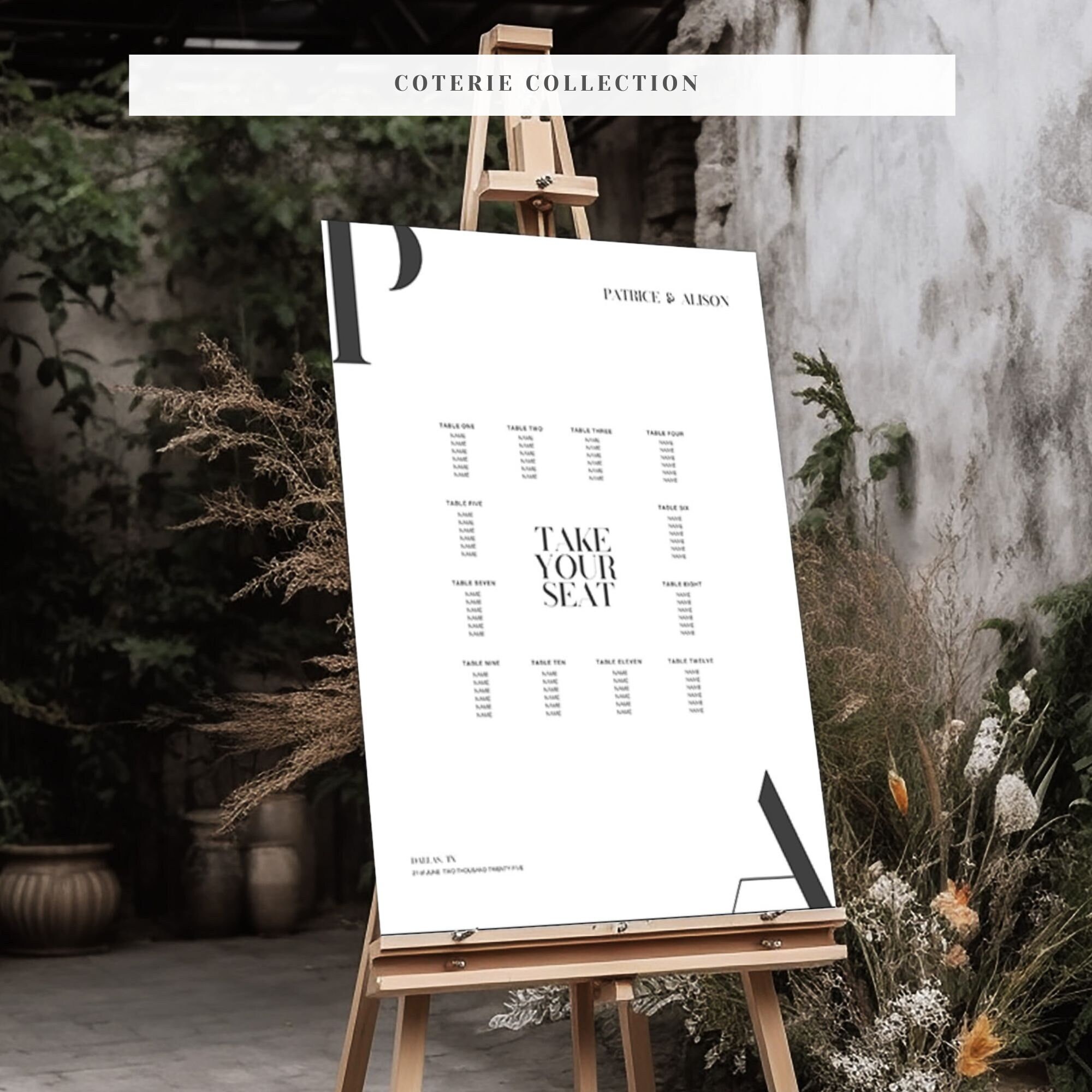 Modern Wedding Seating Chart Template, Elegant White Wedding Seating ...