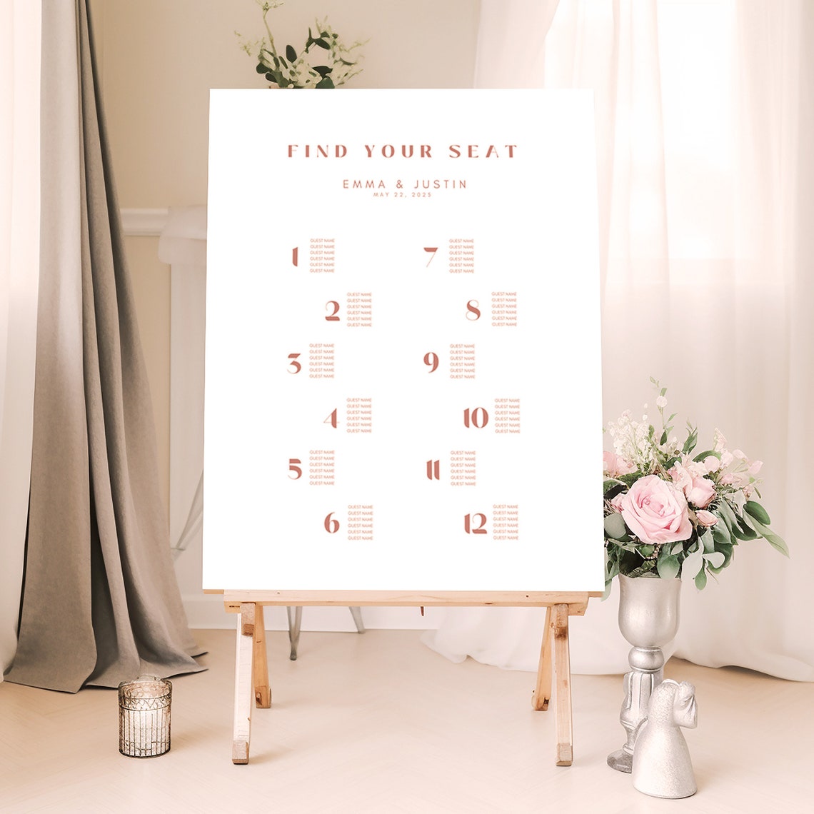 Modern Wedding Seating Chart Template Elegant Rose Gold - Etsy