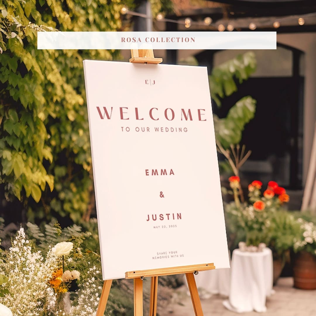 Modern Wedding Welcome Sign Template, Minimalist Elegant Welcome Sign ...