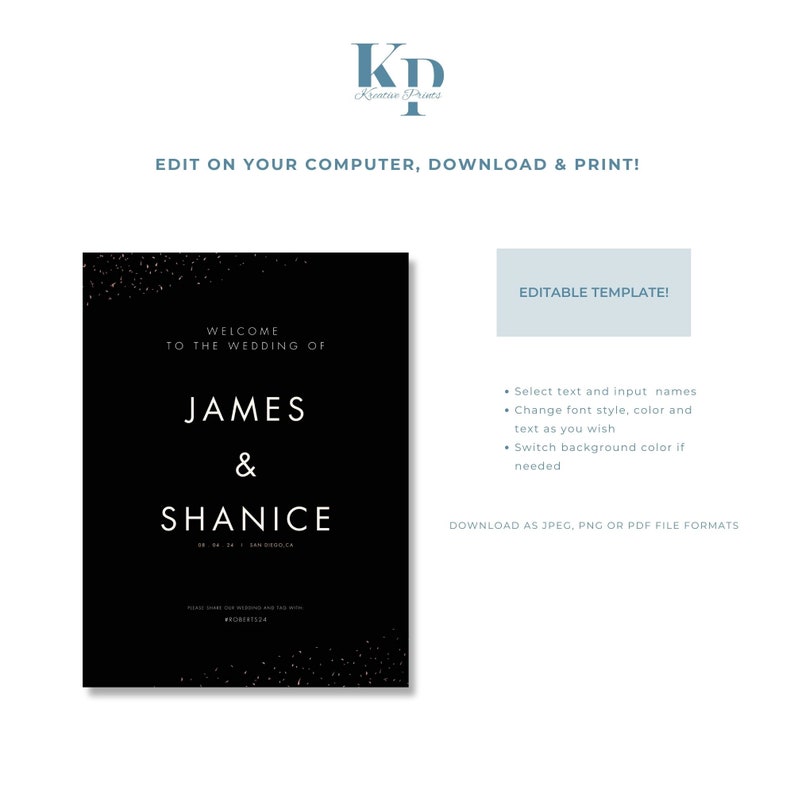 Modern Wedding Welcome Sign Template, Minimalist Elegant Welcome Sign ...