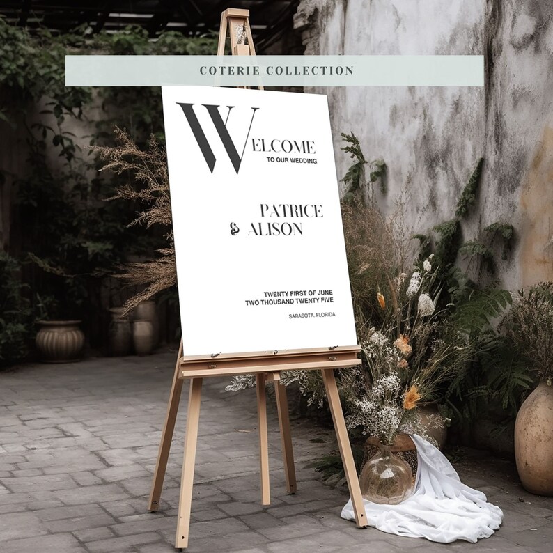 Modern Wedding Welcome Sign Template, Minimalist Elegant Welcome Sign ...