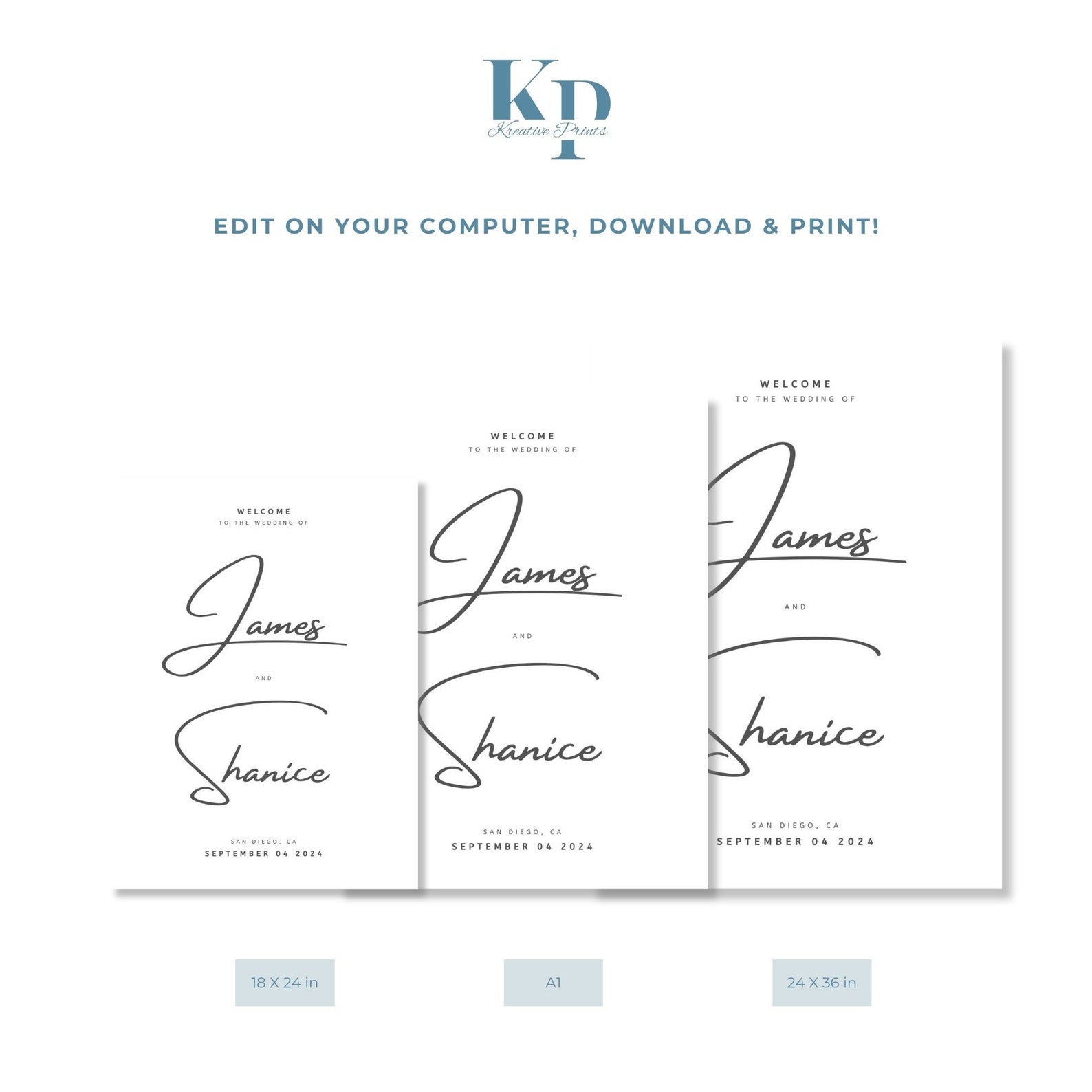 Modern Cursive Wedding Welcome Sign Template, Elegant Wedding Welcome ...