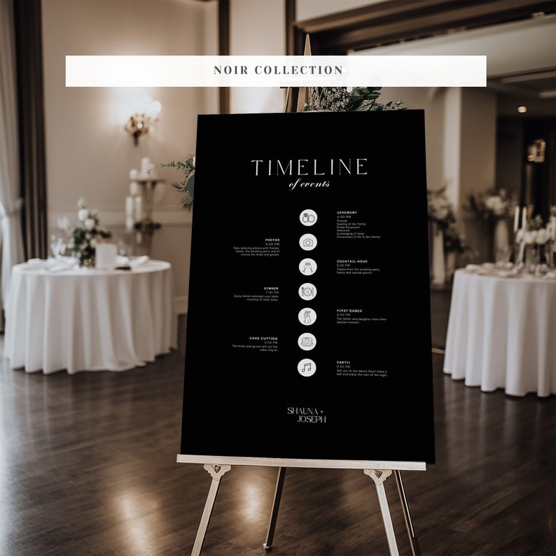 Modern Wedding Timeline Sign Template, Wedding Order of Events ...