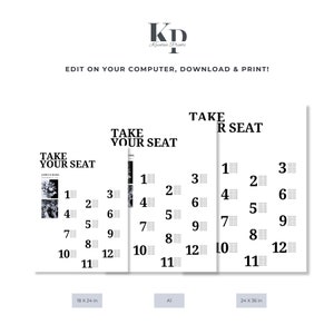 Modern Seating Chart Template, Elegant White Seating Chart Poster ...
