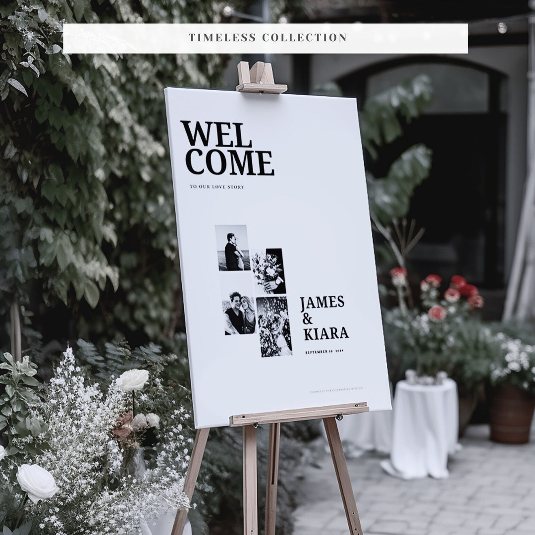 Modern Wedding Welcome Sign Template, Minimalist Elegant Welcome Sign ...