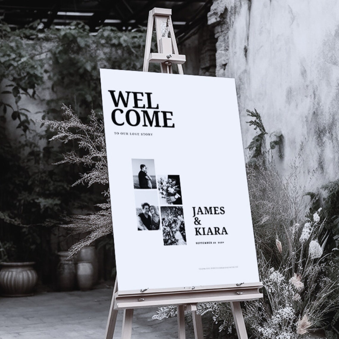 Modern Wedding Welcome Sign Template, Minimalist Elegant Welcome Sign ...