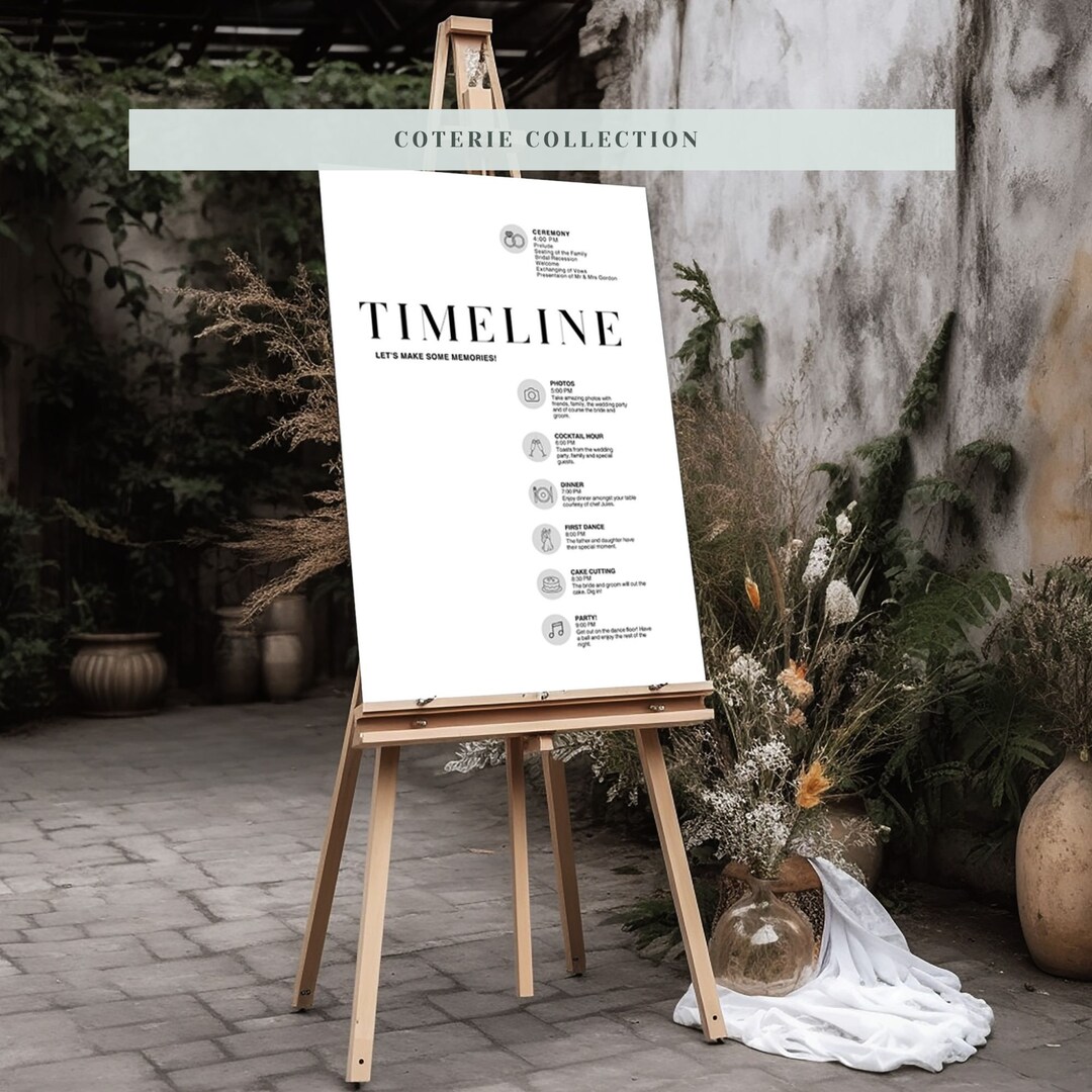 Modern Wedding Timeline Sign Template, Wedding Order of Events ...