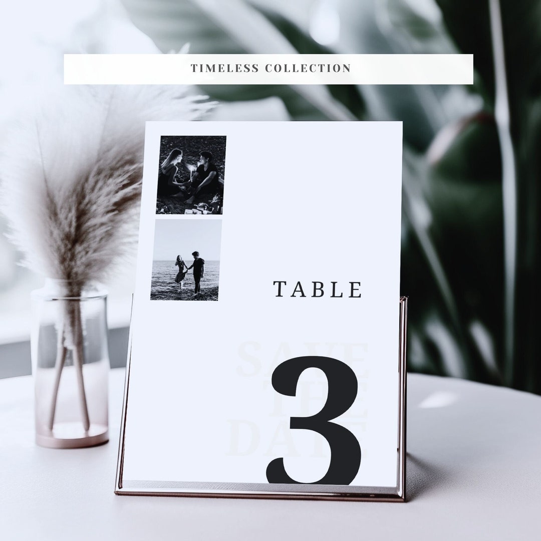 Vertical Table Numbers Template, Wedding Table Card Template, Photo ...