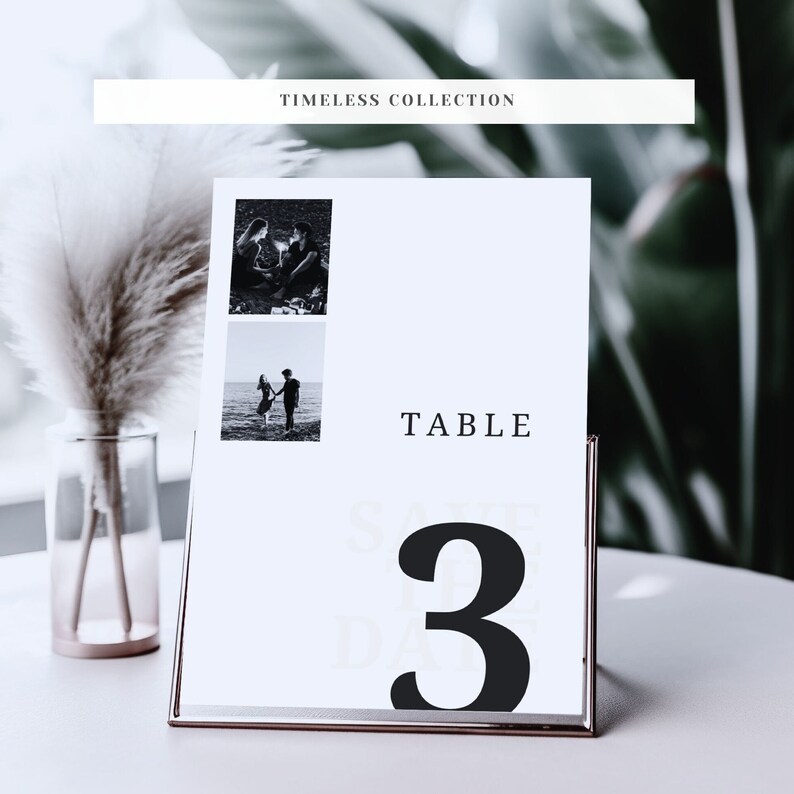 Vertical Table Numbers Template, Wedding Table Card Template, Photo ...