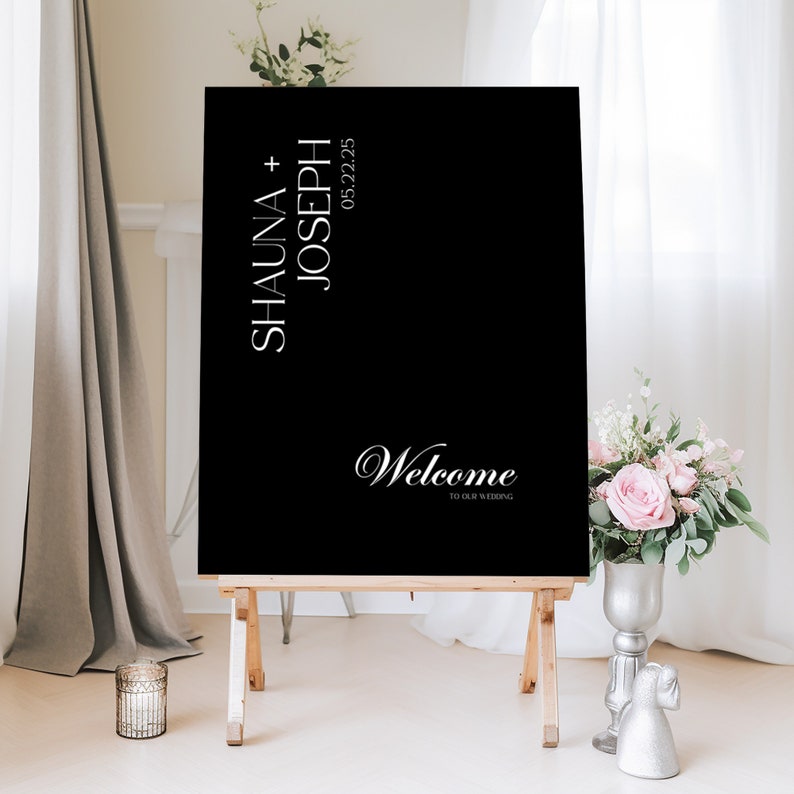 Modern Wedding Welcome Sign Template, Minimalist Elegant Welcome Sign ...