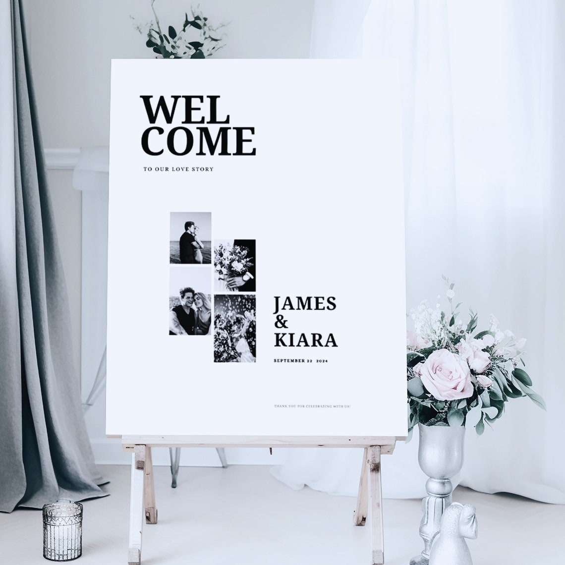 Modern Wedding Welcome Sign Template, Minimalist Elegant Welcome Sign ...