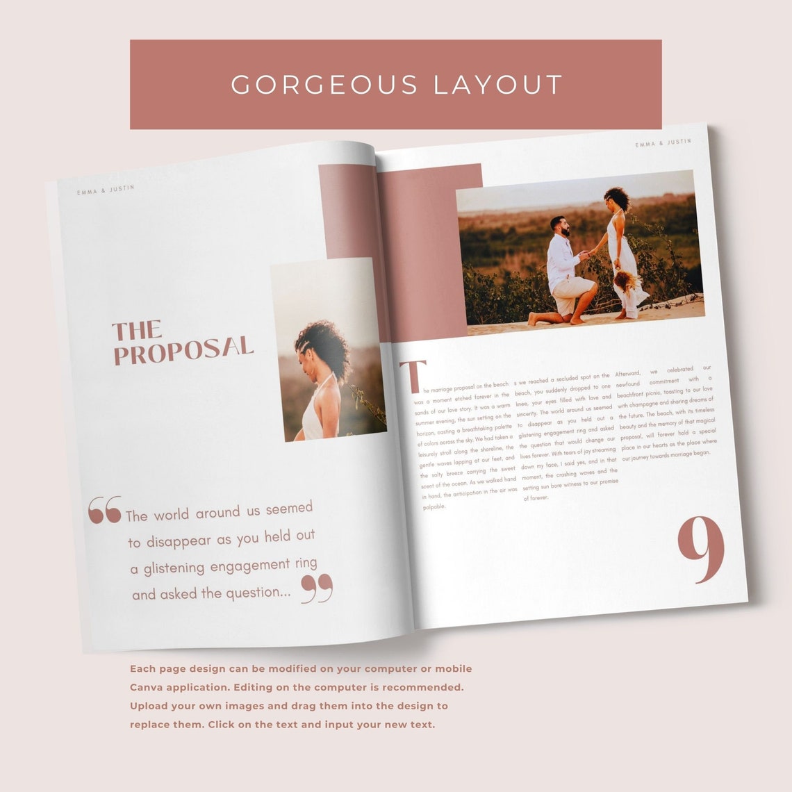Wedding Day Magazine Template Canva, Wedding Program Digital Template ...