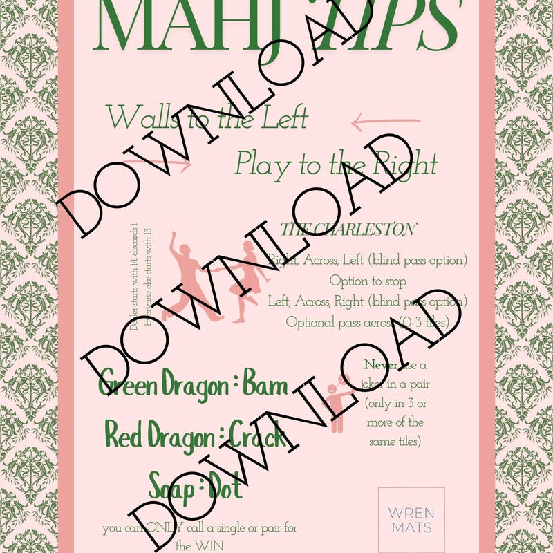Printable Mahjong Rules - Etsy