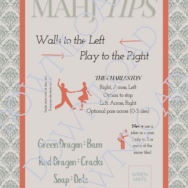 Mahjong Cheat Sheet - Etsy
