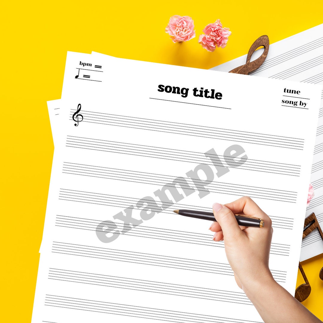 Printable Blank Sheet Music Size A4 1 Page 1pdf and 1 Jpg Download - Etsy