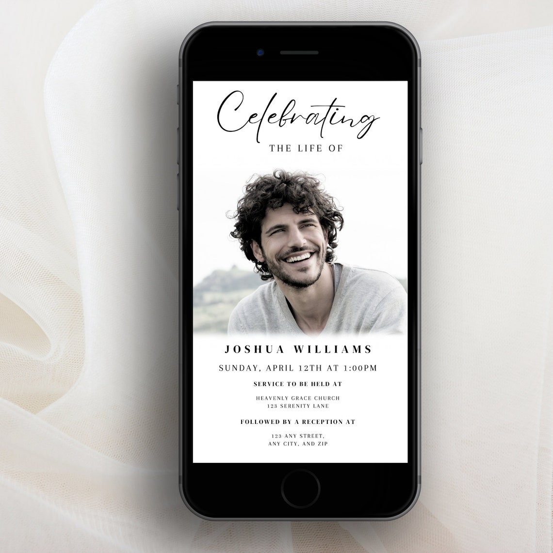 Digital Funeral Invitation Celebration of Life Phone Invitation ...