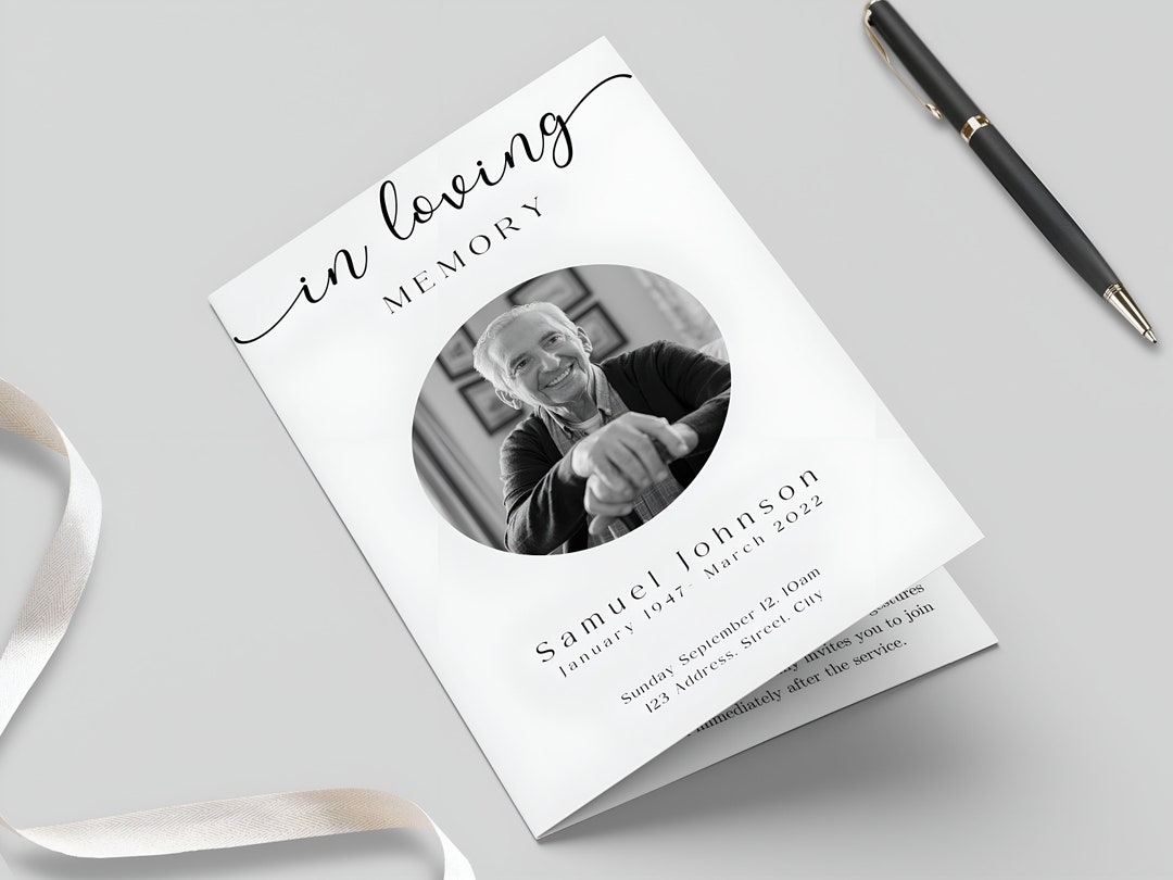 Funeral Program Template Minimal Simple Obituary Card Modern - Etsy