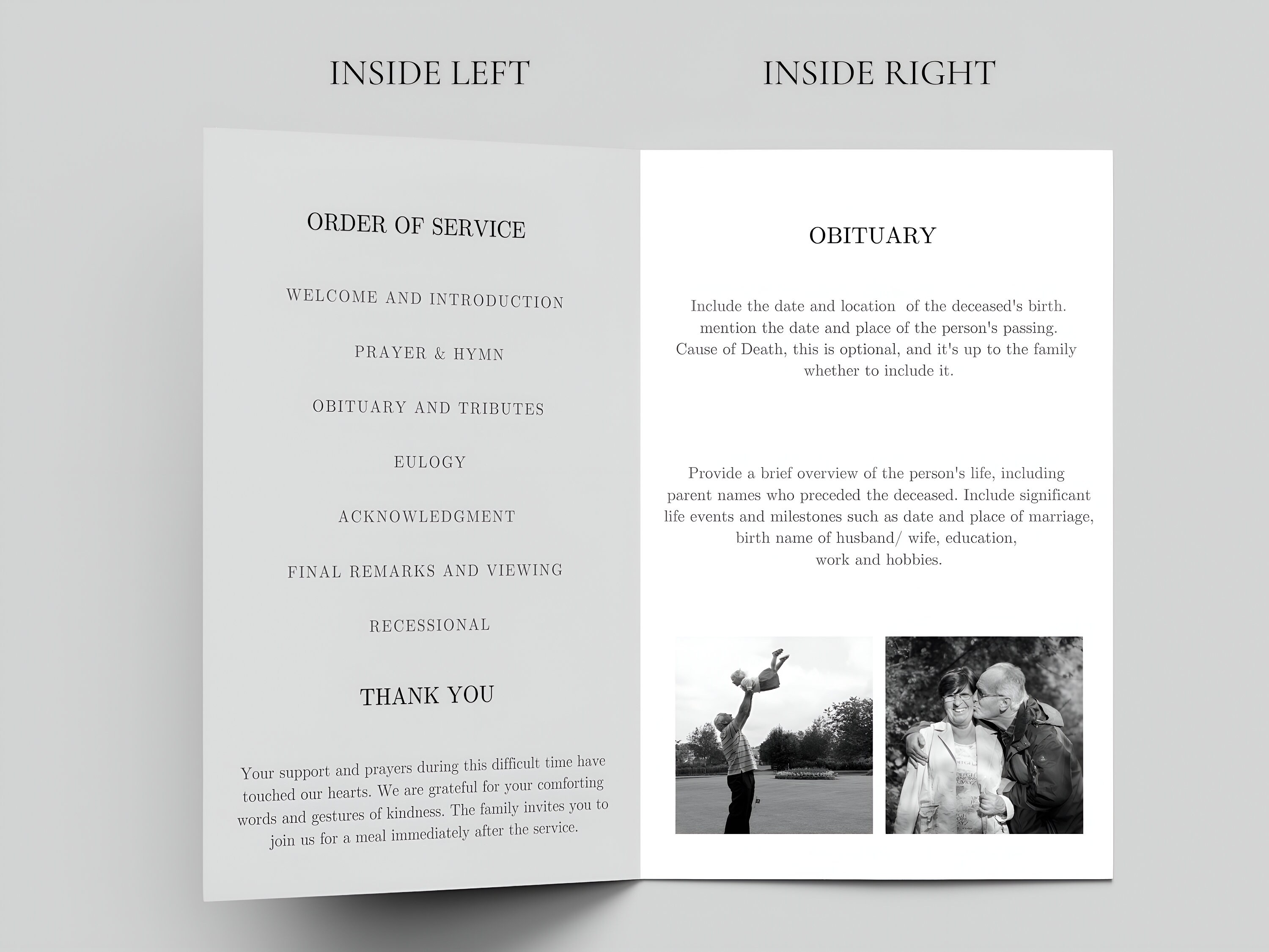 Editable Funeral Program Template Angel Wings Digital Download - Etsy UK