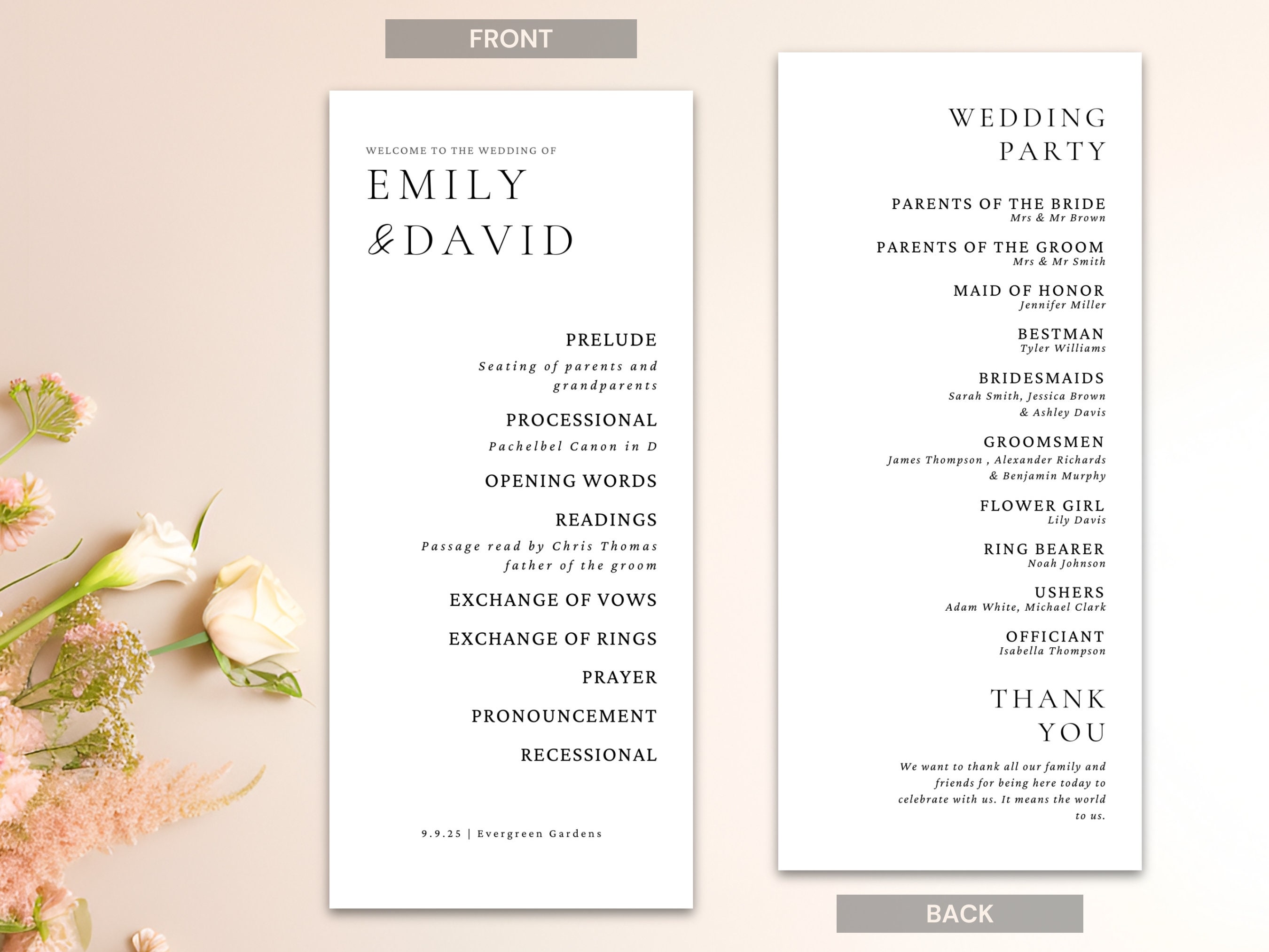 Minimalist Wedding Program Template Printable Wedding Ceremony Program ...