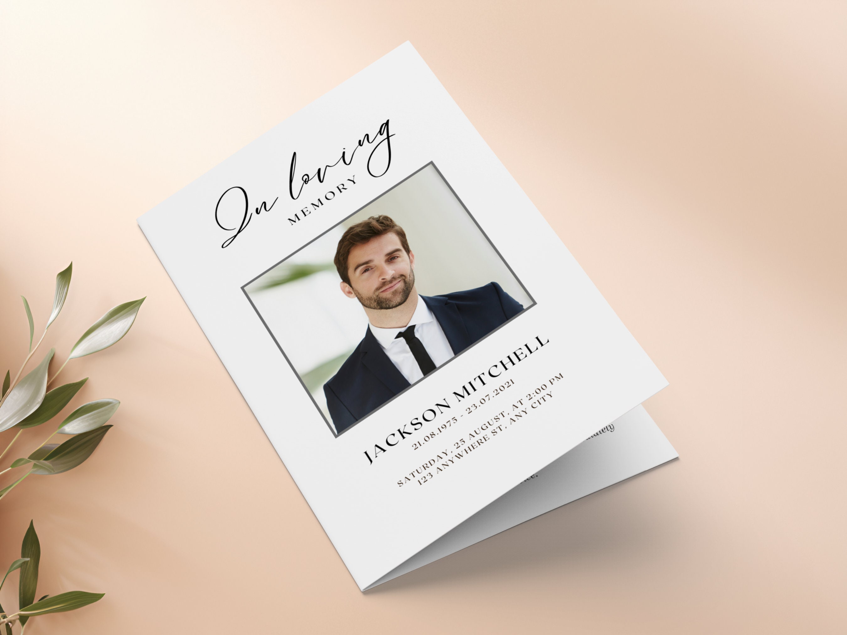 Editable Funeral Program Template Minimalist Instant Download Obituary ...