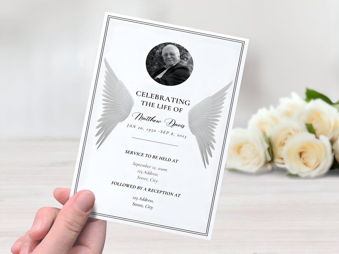 Editable Funeral Program Template Angel Wings Digital Download - Etsy
