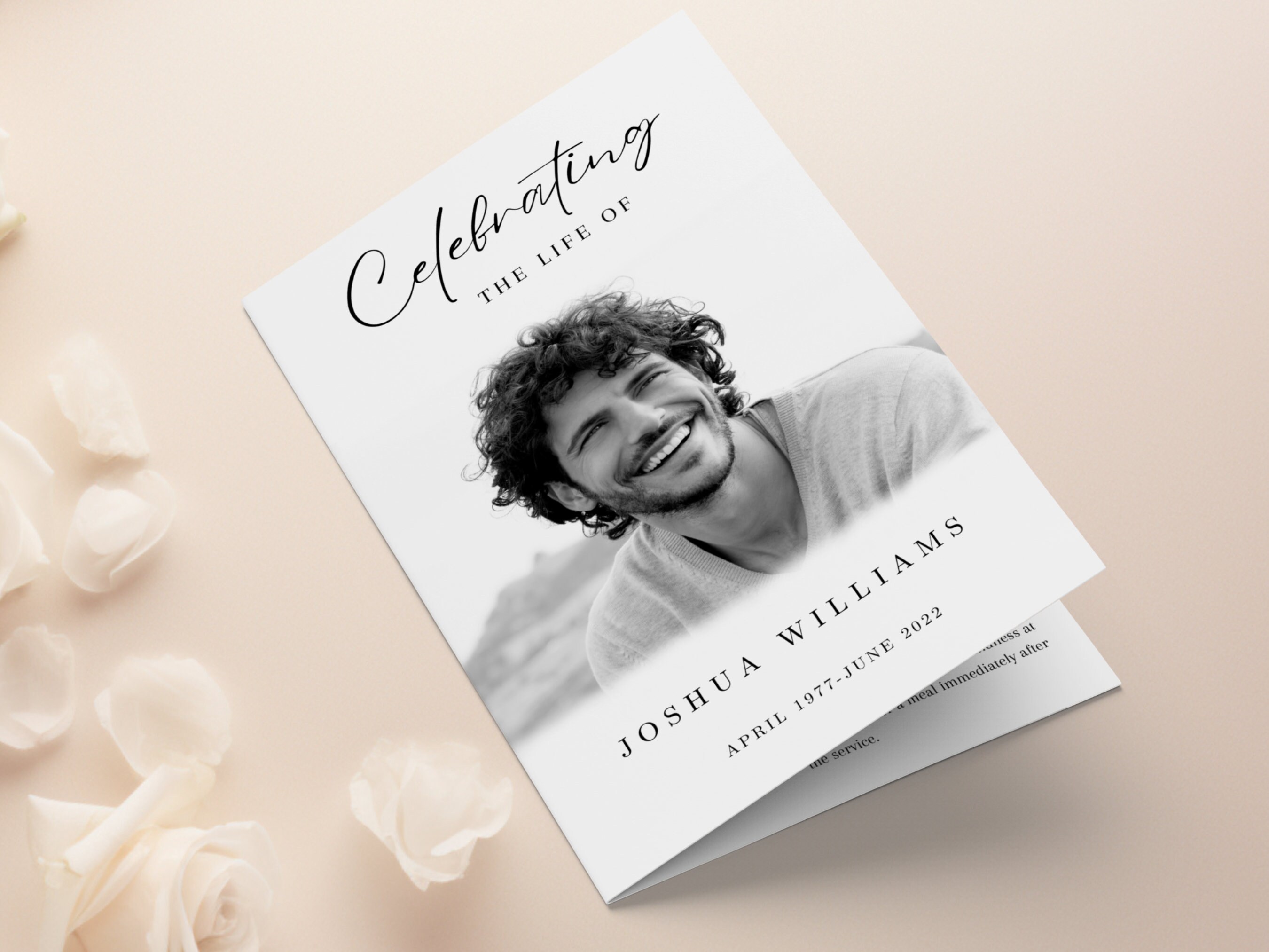 Minimalist Funeral Program Template Printable Order of Service Simple ...