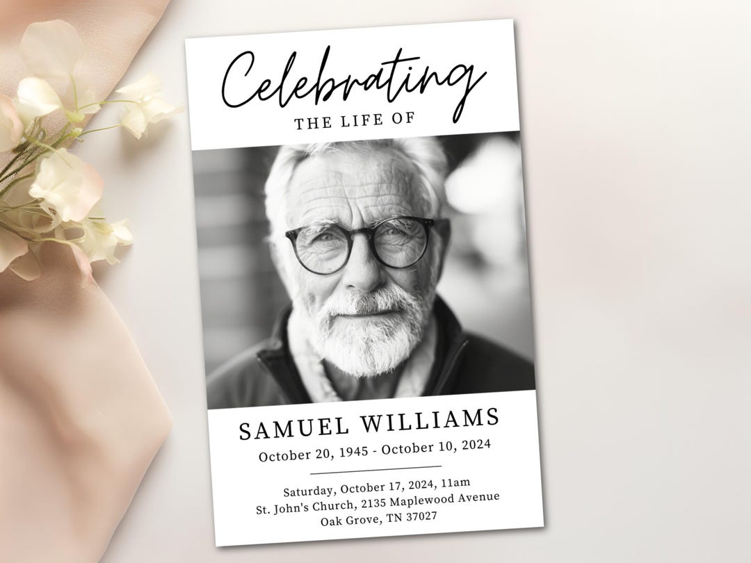 Minimalist Funeral Program Template Celebration of Life Program Simple ...