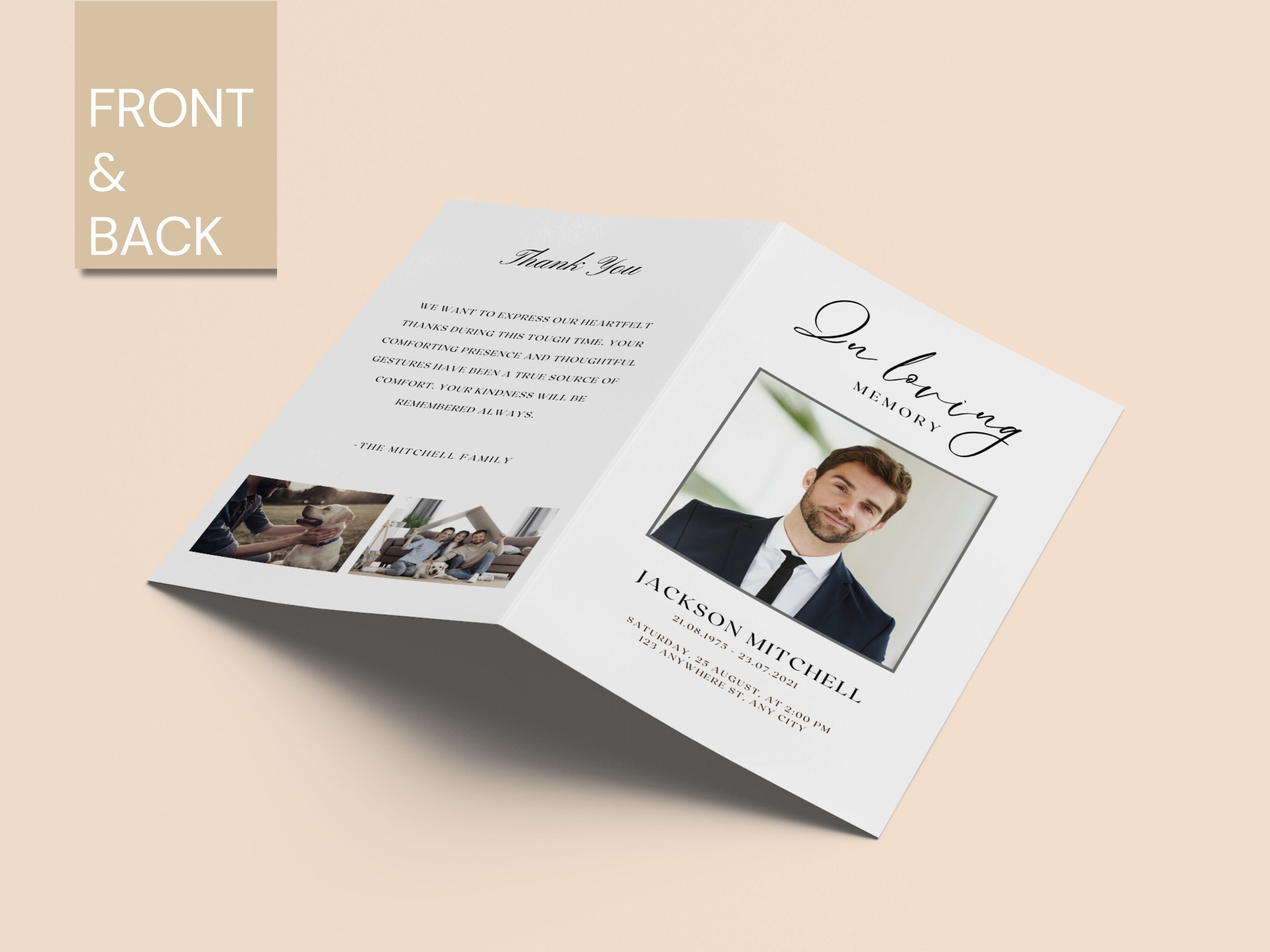 Editable Funeral Program Template Minimalist Instant Download Obituary ...