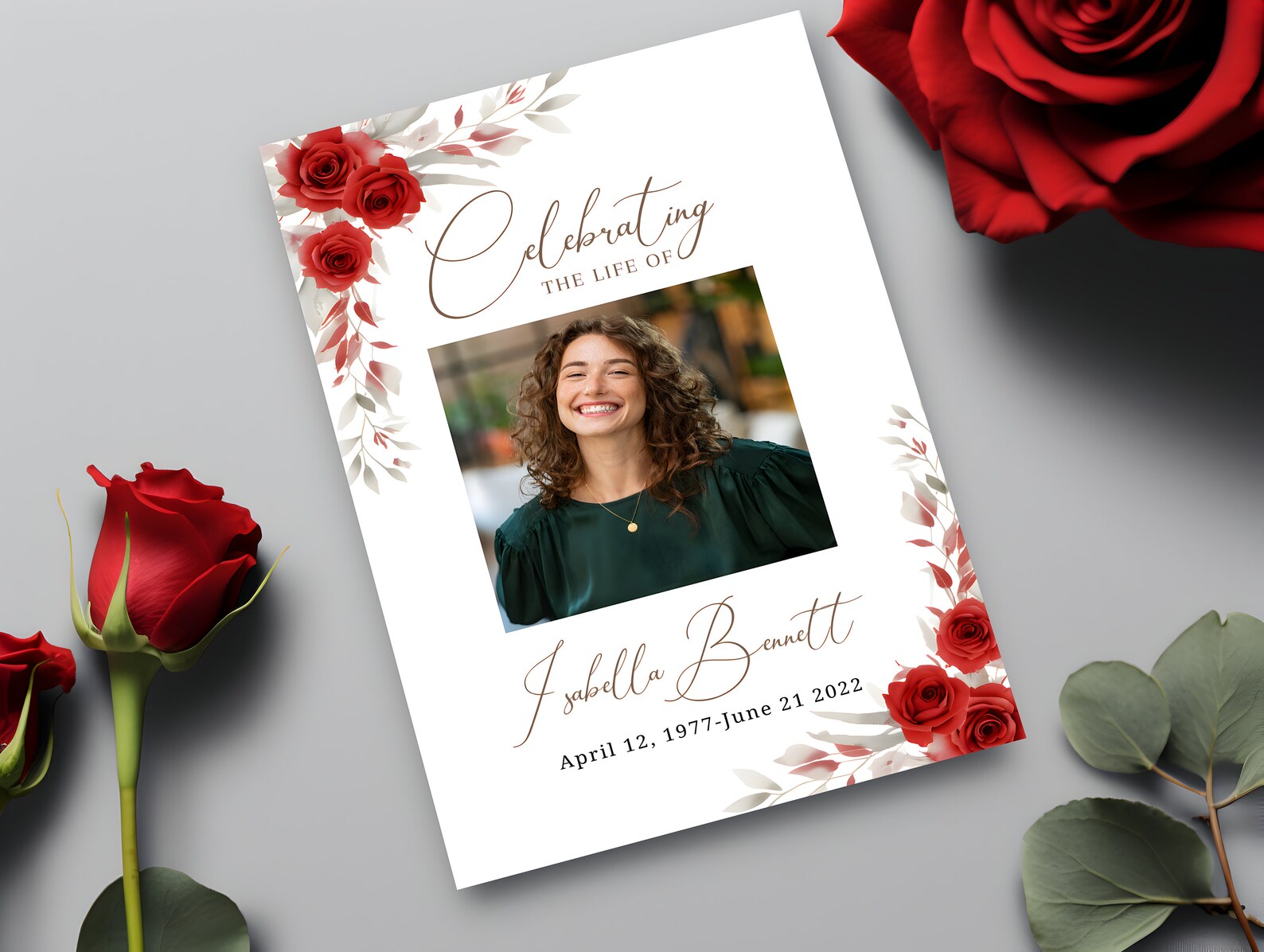 Editable Funeral Program Template Red Roses Memorial Program - Etsy UK