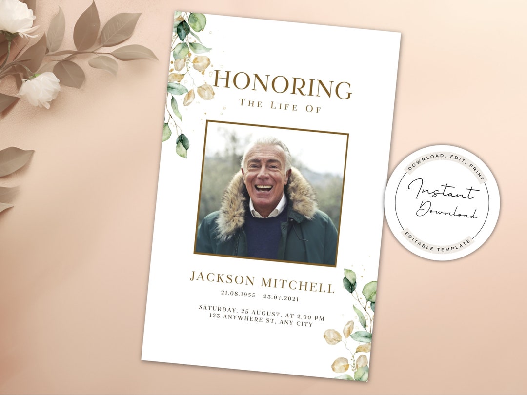 Editable Funeral Program Template Instant Download Obituary Template ...