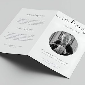 Funeral Program Template Minimal Simple Obituary Card Modern Memorial ...
