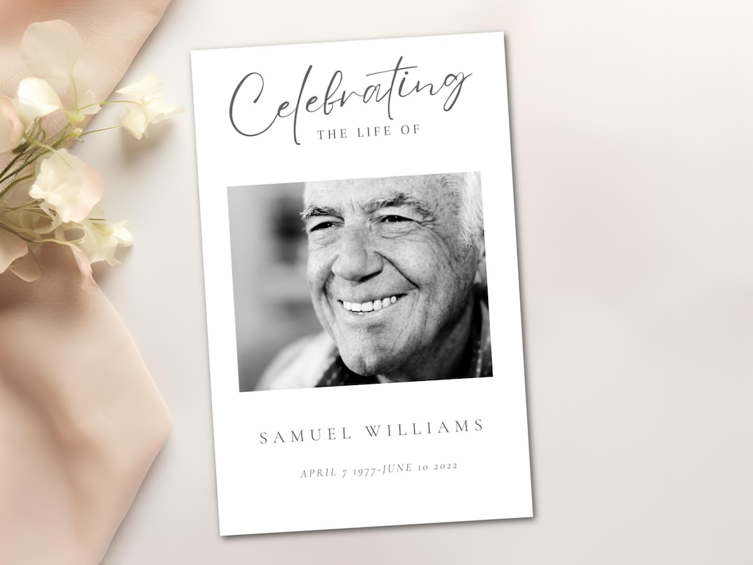 Minimalist Funeral Program Template Canva Celebration of Life Program ...