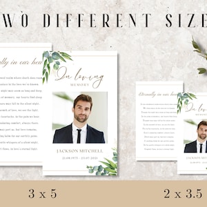 Funeral Prayer Card Mens Editable Memorial Card Template Digital ...