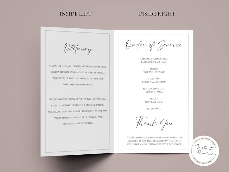 Editable Funeral Program Template Floral Blush Celebration of Life ...