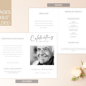 Minimalist Funeral Program Template Canva Celebration of Life Program Printable Order of Service ...