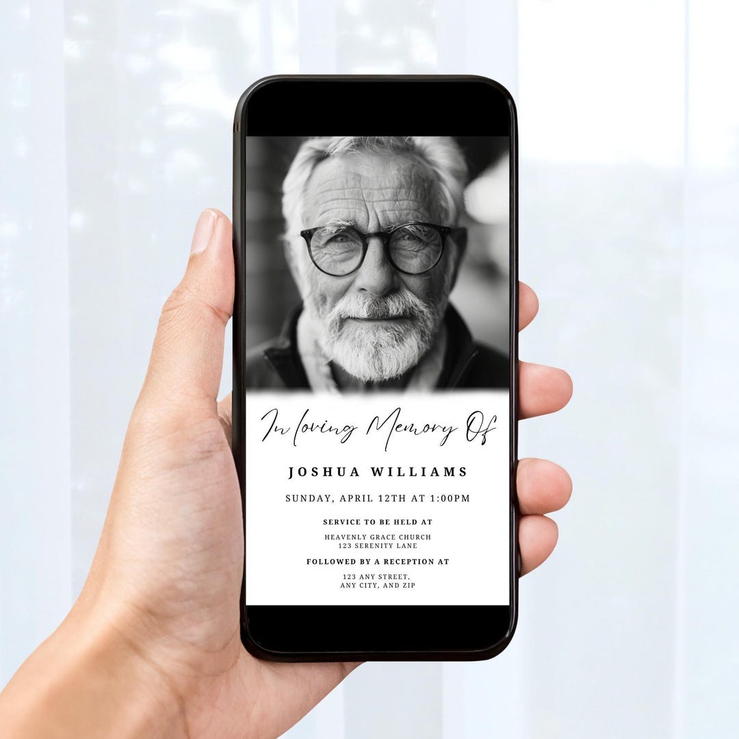 Digital Funeral Invitation Celebration of Life Phone Invitation ...
