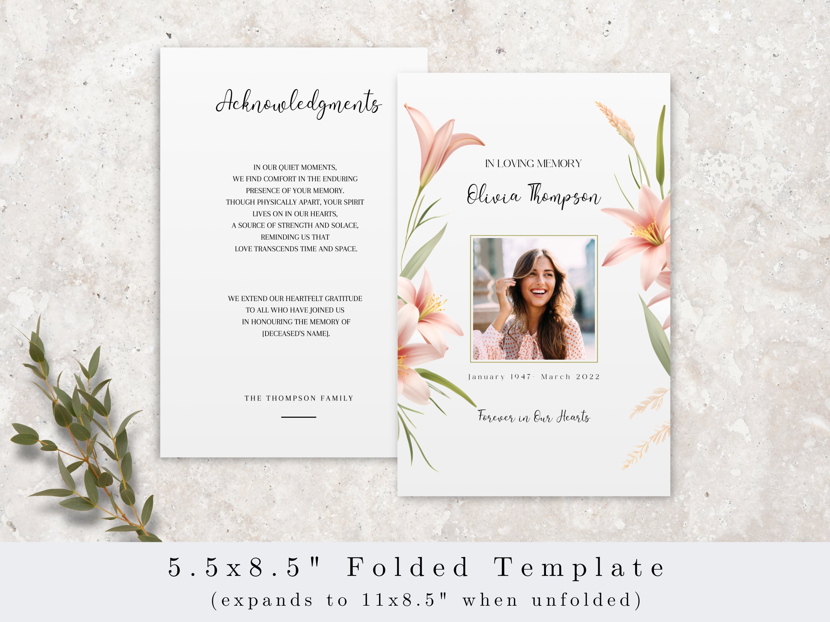 Funeral Program Template Lilies Editable Memorial Program Downloadable ...