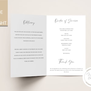 Minimalist Funeral Program Template Printable Order of Service Simple ...