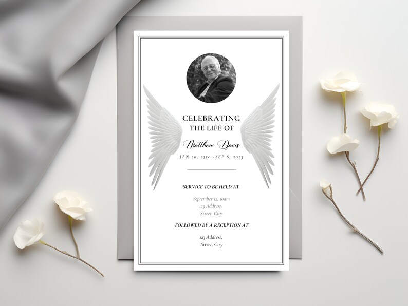 Editable Funeral Program Template Angel Wings Digital Download ...
